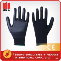 China SLG-RX-A-003 10 Inch Nitrile Coated Work Gloves Black Smooth Finish Knit Wrist for sale