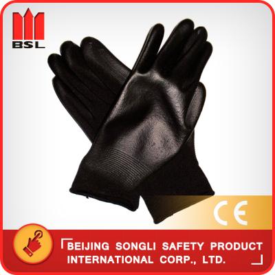 China PU Coated Working Gloves 10 Inch Length Black PU Dip Open Back Knit Wrist 240 Pairs per Carton for sale