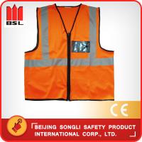 China SLJ-V004 Reflecting Safety Vest - CE Certified 120g Polyester with PVC Pocket & Zipper - Sizes S to XXL for sale