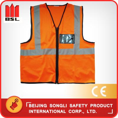 China SLJ-V004 Reflecting Safety Vest - CE Certified 120g Polyester with PVC Pocket & Zipper - Sizes S to XXL for sale