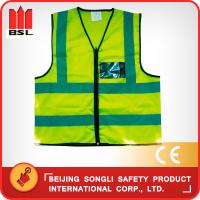 China SLJ-V004 Reflecting Safety Vest - CE Certified 120g Polyester with PVC Pocket & Zipper - Sizes S to XXL for sale