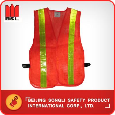 China SLJ-MA04 Reflecting Safety Vest - Fluorescent Red Mesh with Prismatic Tape - 100g Weight - S/M/L/XL Sizes for sale
