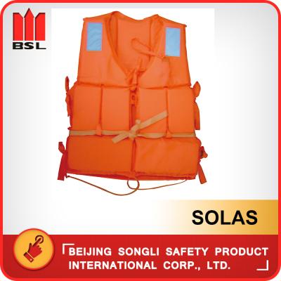 China SLM-Y1 SOLAS Life Jacket with 74N Buoyancy - Red Safety Jacket with Reflective Tapes 58×45×5 cm for sale