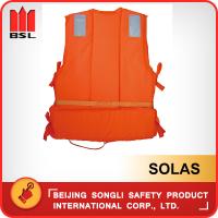 China SLM-Y1 SOLAS Life Jacket with 74N Buoyancy - Red Safety Jacket with Reflective Tapes 58×45×5 cm for sale