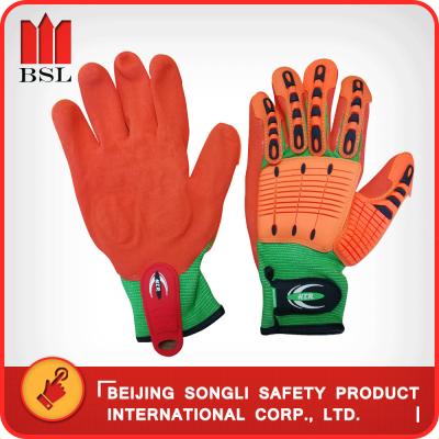 China Oil Impact Resistant TPR Mechanic Working Gloves Bamboo Liner Sandy Nitrile Coating 250mm Length for sale