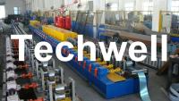 China High Quality PU Foam Rolling Door Slat Roll Forming Machine With Flying Saw Tracking Cut for sale