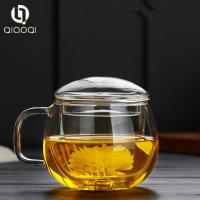 China Trade Assurance China supplier 300ml small hot glass flower tea cup for sale