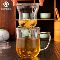 China Wholesale Classical Design glass flower teacup with glass filter for sale