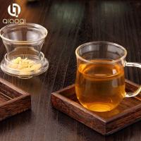 China Wholesale Classical Design glass flower teacup with glass filter for sale