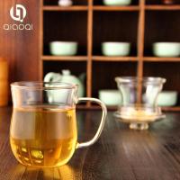 China Wholesale Classical Design glass flower teacup with glass filter for sale