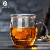 China Heat Resisting Durable glass flower tea infuser cup for sale