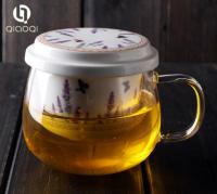 China China Gold Manufacturer Competitive transparent flower tea glass cup for sale