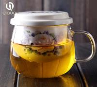 China China Gold Manufacturer Competitive transparent flower tea glass cup for sale