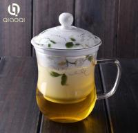 China Best Choice Clear glass flower tea cup with inner cup HCB-013 for sale