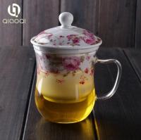 China Best Choice Clear glass flower tea cup with inner cup HCB-013 for sale