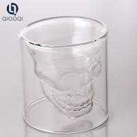 China Hot sale drinking coffee skull shape double wall glass cup for sale