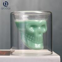 China Hot sale drinking coffee skull shape double wall glass cup for sale