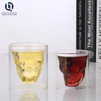 China Hot sale drinking coffee skull shape double wall glass cup for sale