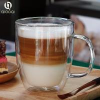 China Crazy Selling borosilicate glass double layer glass coffee mug for sale