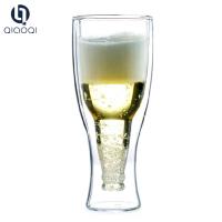China Best Choice New Arrival clear beer shape double wall glass cup for sale