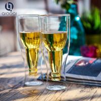 China Best Choice New Arrival clear beer shape double wall glass cup for sale