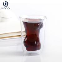 China Free Sample Latest Style body shape double wall glass cup for milk for sale