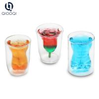 China Hot Selling China Gold Supplier 180ml man shape double wall glass cup for sale