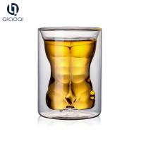 China Hot Selling China Gold Supplier 180ml man shape double wall glass cup for sale
