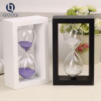 China Customize 3 mins colored hourglass timer with wooden frame can printing logo for sale