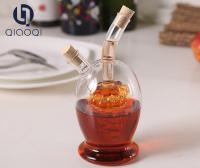 China Fashion glass bottle 2 in 1 oil and vinegar dispenser with cork for sale