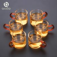 China Handmade small Heat resistant glass tea cup 80ml with color handle for sale