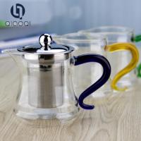 China China Good Supplier Promotional broken resistant glass tea pot with colored handle manufacturer for sale