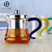 China China Good Supplier Promotional broken resistant glass tea pot with colored handle manufacturer for sale