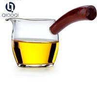 China Customized New glass justice cup with wooden handle for sale