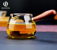China Customized New glass justice cup with wooden handle for sale
