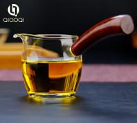 China Customized New glass justice cup with wooden handle for sale