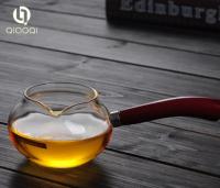 China Wholesale Most Popular factory glass justice cup 220ml with long wooden handle for sale