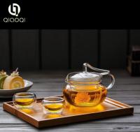 China Handblown Heat Resistant Borosilicate glass teapot warmer set for sale