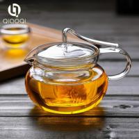 China Handblown Heat Resistant Borosilicate glass teapot warmer set for sale