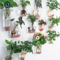 China Borosilicate flower glass vase hanging on the wall for sale