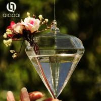 China Borosilicate Glass Cheap Price diamond shaped glass vase for sale
