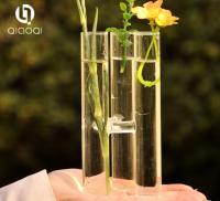 China Transparent glass tube conjoined hydroponic vase for sale