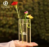 China Transparent glass tube conjoined hydroponic vase for sale