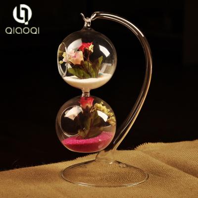China Fashionable and Simple Double hanging transparent glass vase for sale