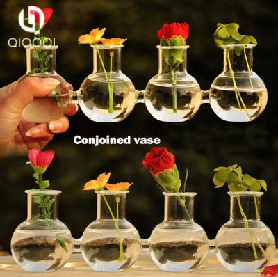 China Creative conjoined glass vase for sale