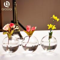 China China Good Supplier Logo Printed small colored flower shape glass vase for sale