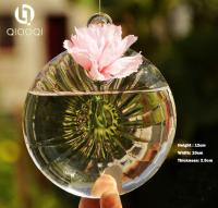 China Custom Design Flat ball type transparent glass vase can hanging China Factory for sale