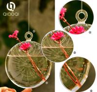 China Custom Design Flat ball type transparent glass vase can hanging China Factory for sale