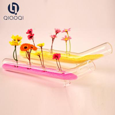 China Creative tube shape mesa crystal glass vase Home decoration for sale
