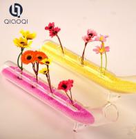 China Creative tube shape mesa crystal glass vase Home decoration for sale